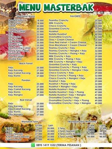 Menu at MASTERBAK restaurant, Indramayu