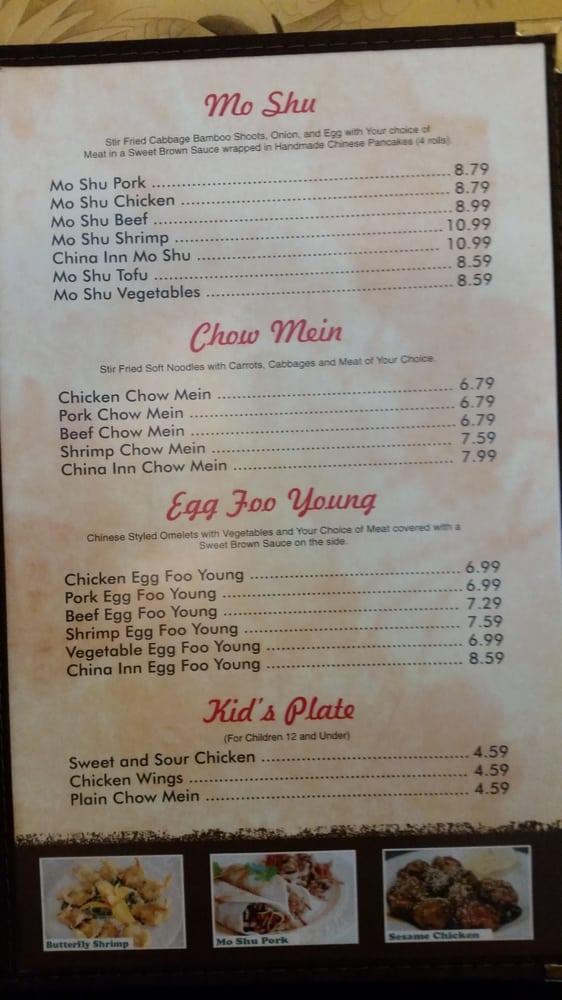 Menu at Sam's China Inn restaurant, Groves