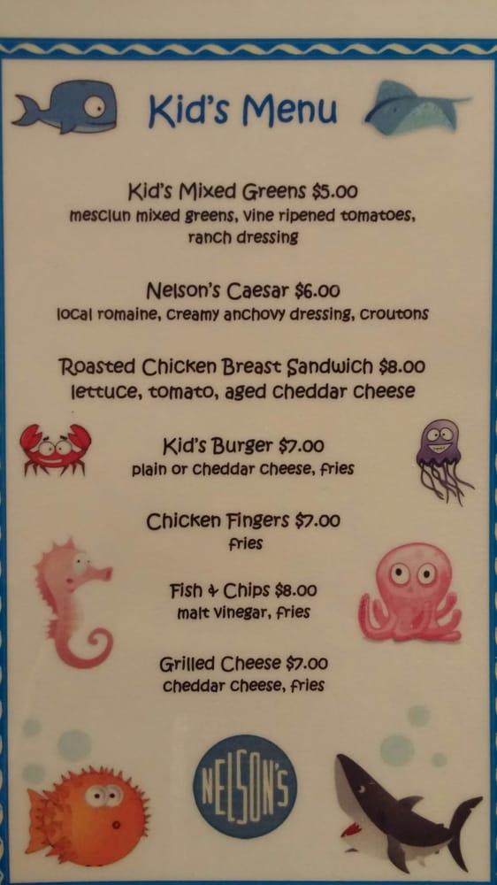Menu at Nelson's restaurant, Rancho Palos Verdes, 100 Terranea Way