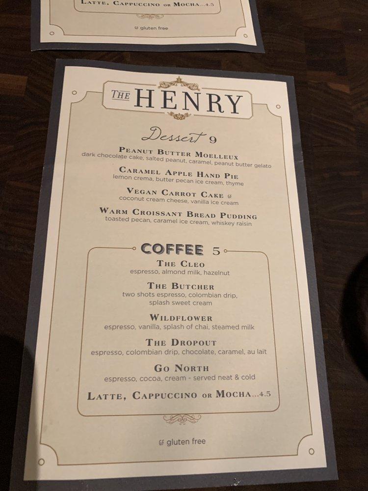 Menu at The Henry restaurant, Dallas, N Akard St Suite 250