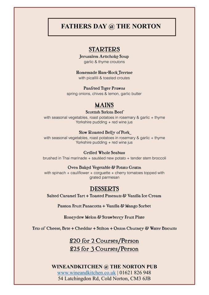 Menu at The Norton pub & bar, Cold Norton