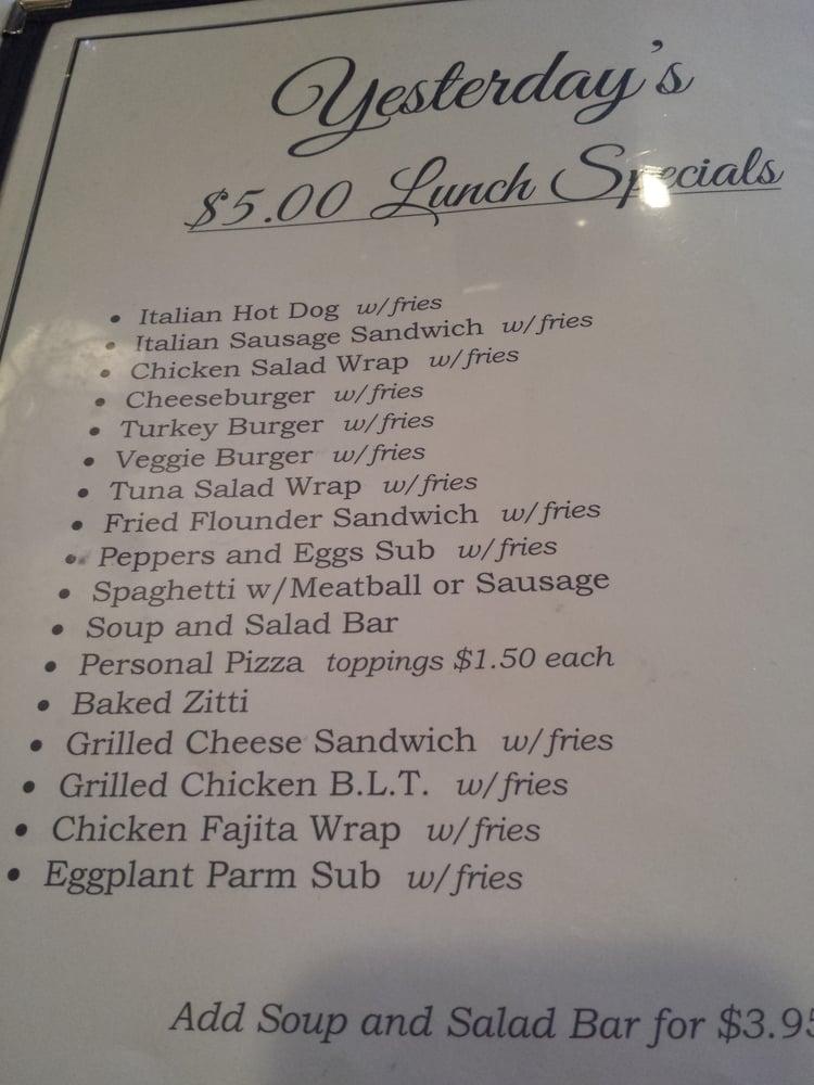 Menu at Yesterday's Restaurant & Banquet Center, Hazlet