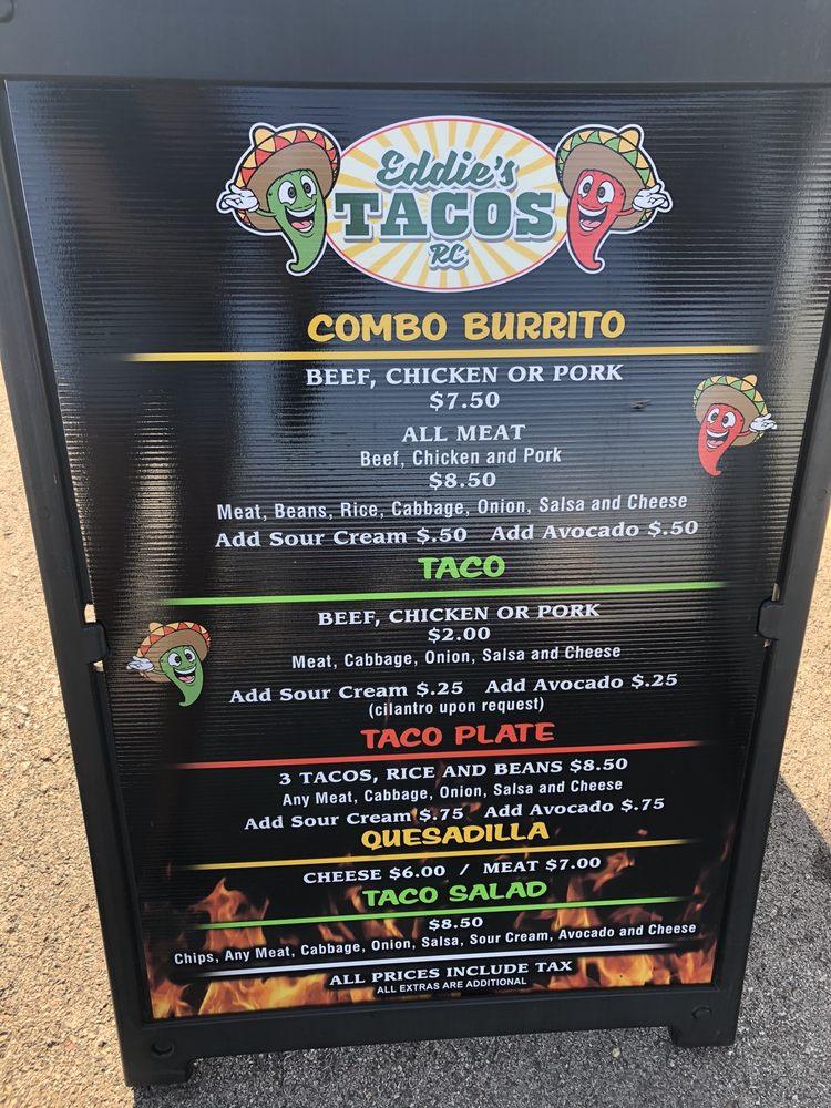 Menu at Eddies Tacos RC fast food, Rapid City