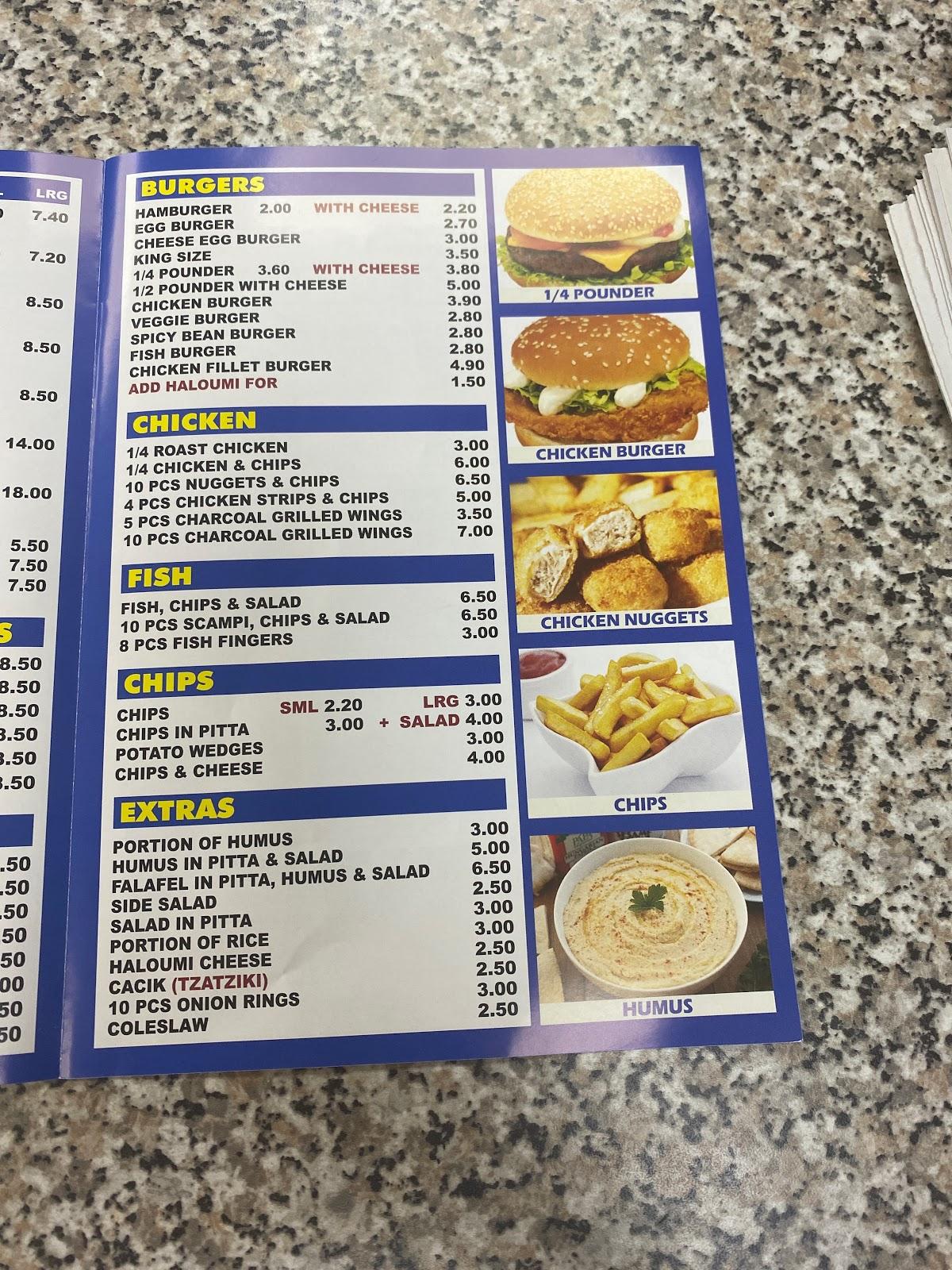 Menu at Kebab Hut fast food, London, 35 Knights Hill