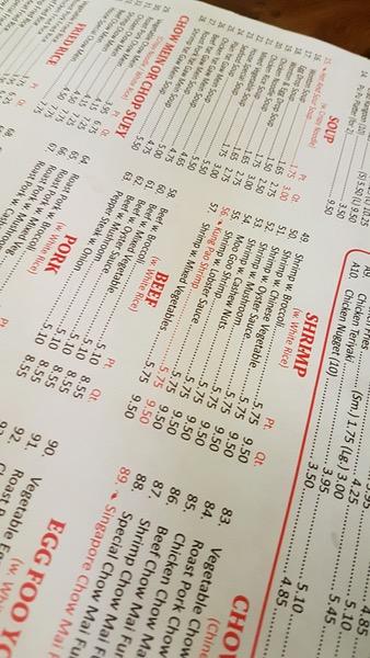 Menu at King Chef restaurant, Raleigh, Capital Blvd