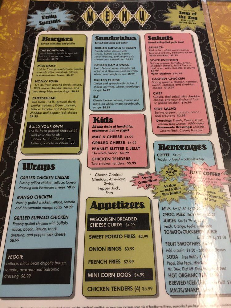 Menu at Little Fat Gretchen's cafe, Waupaca