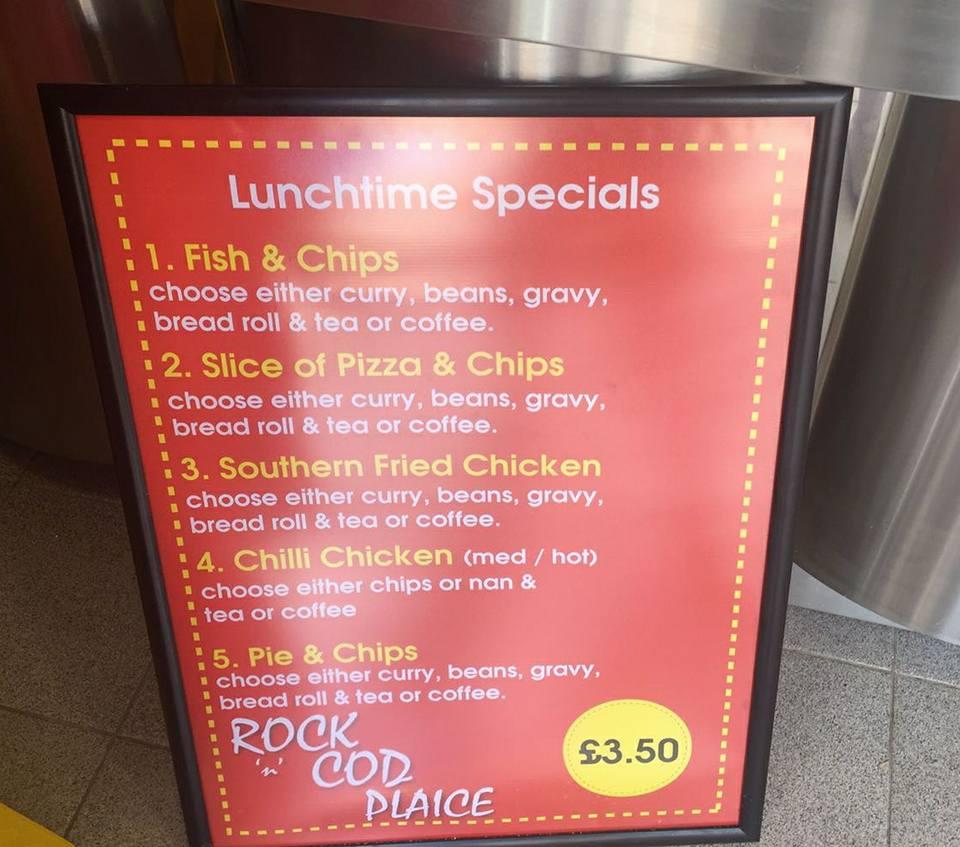 Menu at Rock 'n' Cod Plaice restaurant, Sutton-in-Ashfield