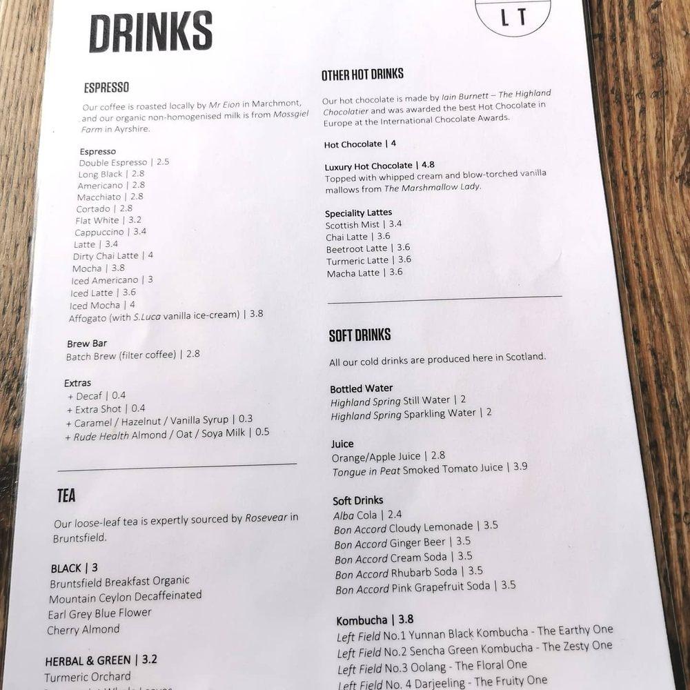 Menu at Salt Café cafe, Edinburgh