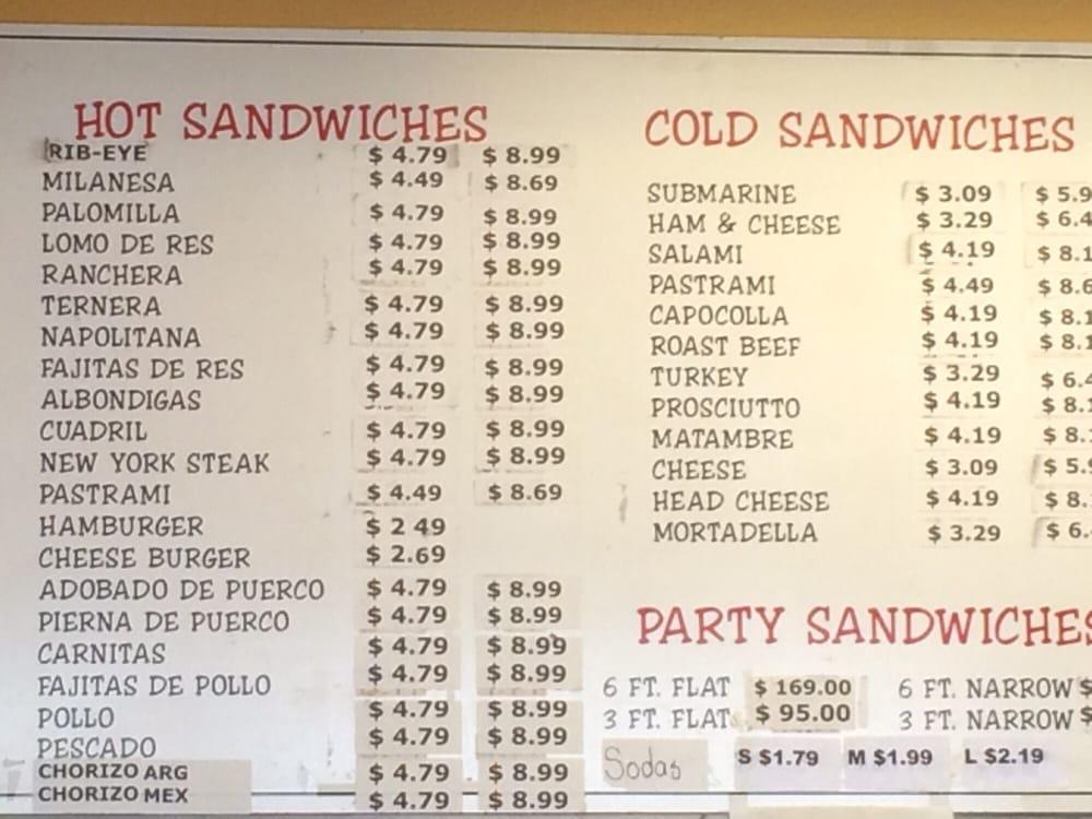 Menu at Tito's Market restaurant, El Monte