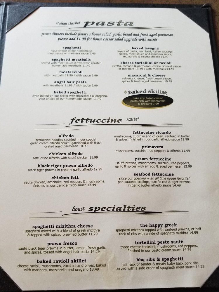 Menu at Jimmy's Pizza & Pasta pizzeria, Stanwood