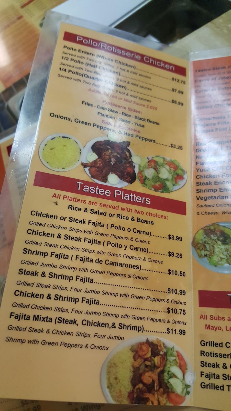 Menu at Tastee Chicken restaurant, Waldorf