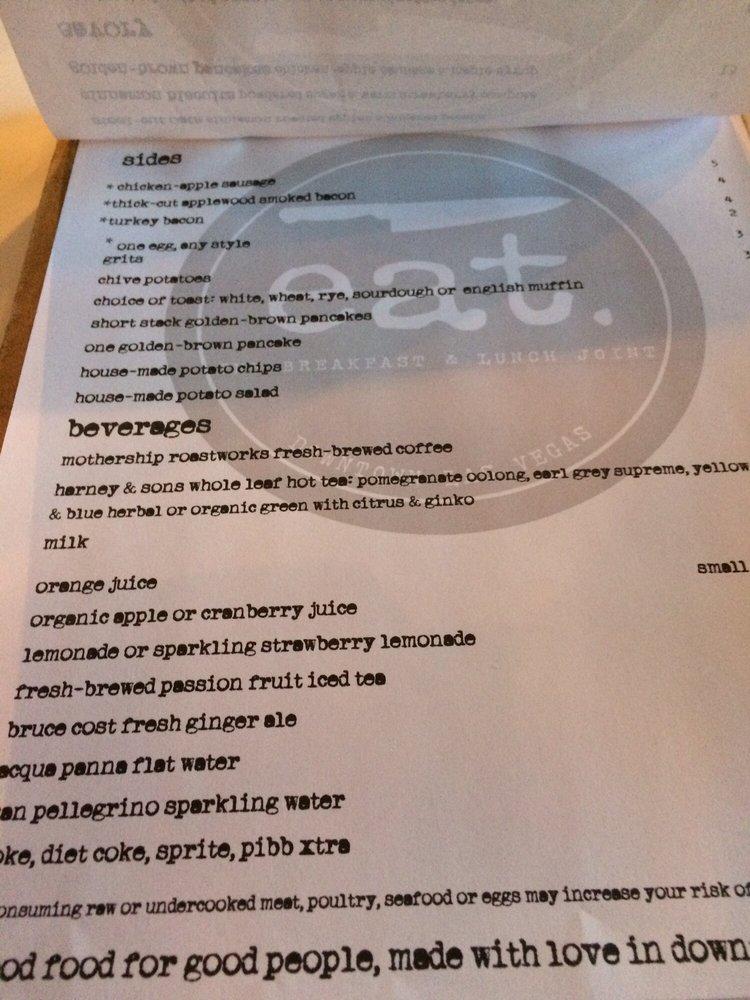 Menu at eat. restaurant, Las Vegas