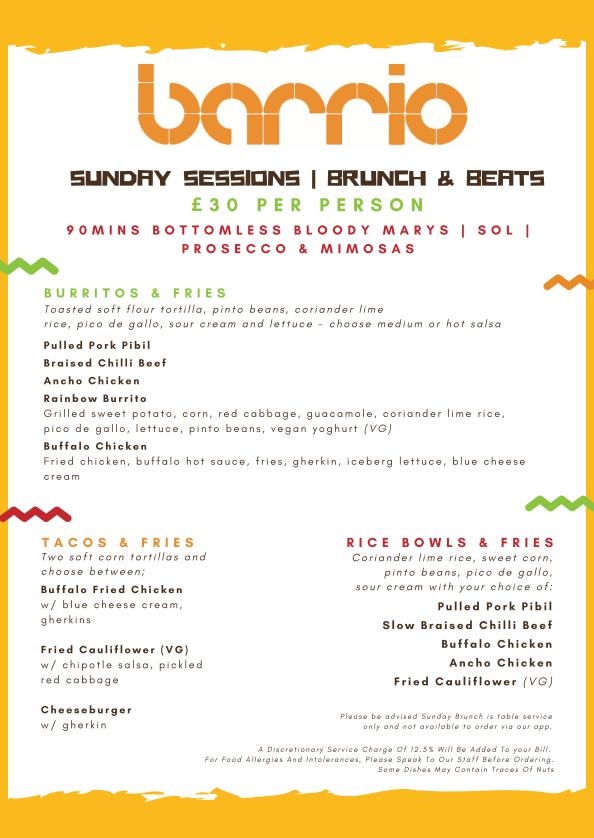 Menu at Barrio - Soho, London