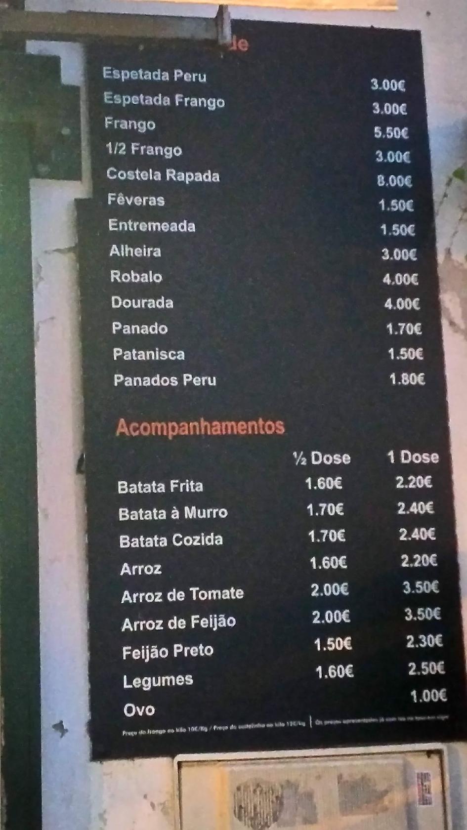 Menu em Churrasqueira Rochas restaurante, São Félix da Marinha