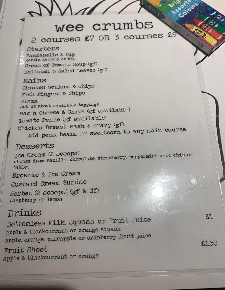 Menu at Crumb restaurant, Dumfries, 53 St Michael St