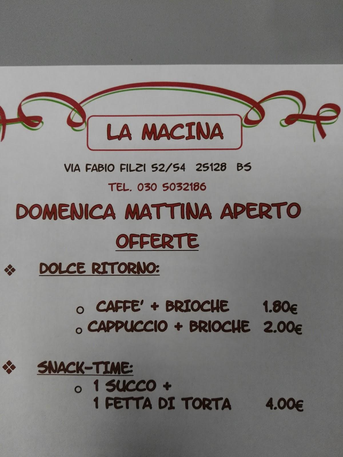 Menu at La Macina S.A.S., Brescia