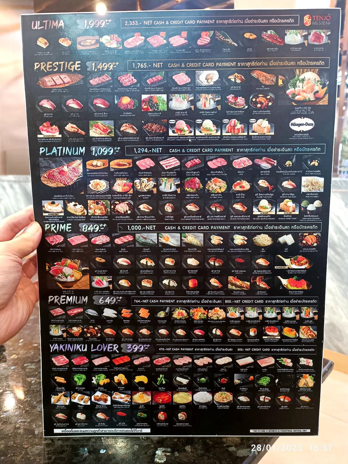 Menu at Tenjo Sushi & Yakiniku Premium Buffet (Central Plaza Grand Rama ...