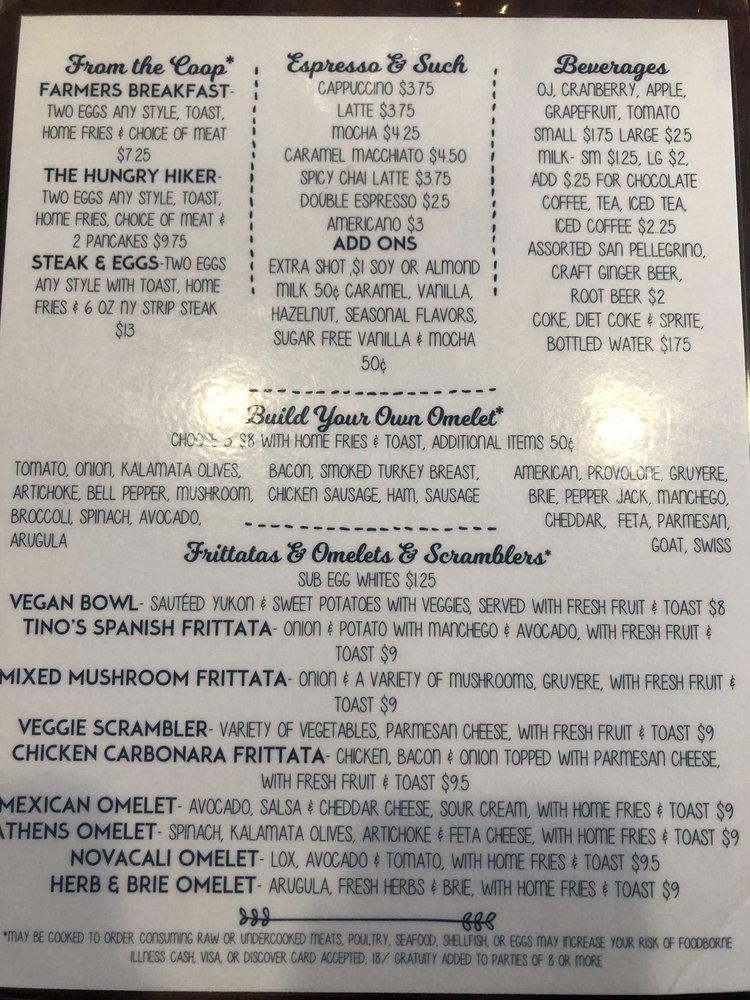 Menu at The Cure Cafe, Stroudsburg