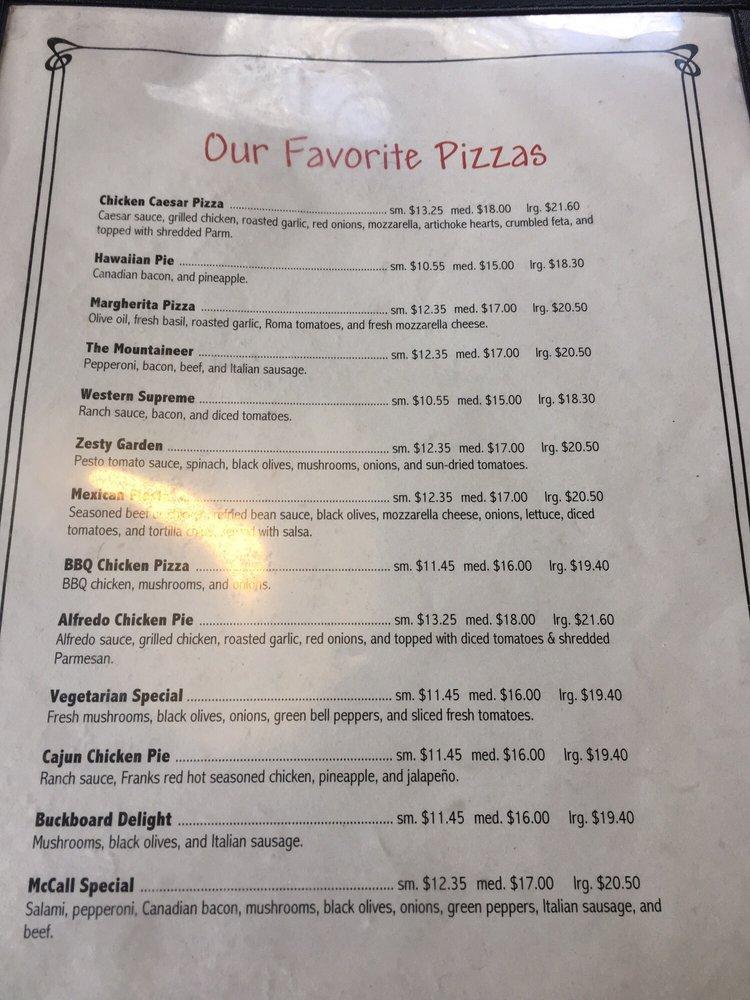 Menu at Toll Station Pizza and Grill pizzeria, McCall