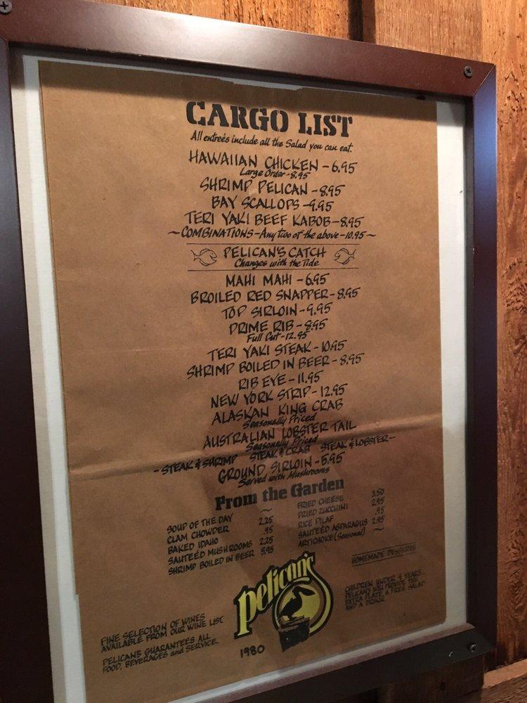 Menu at Pelican's Restaurant, Midwest City