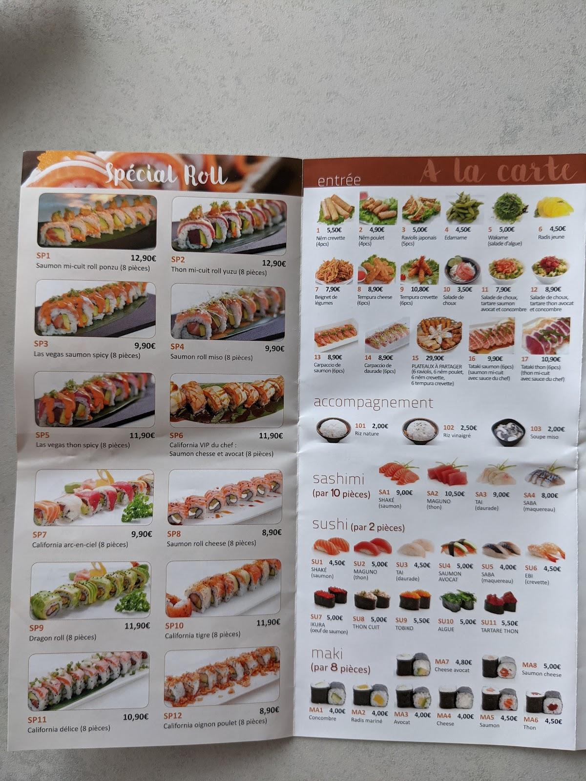 Menu at Sushi sando restaurant, Saint-Aignan