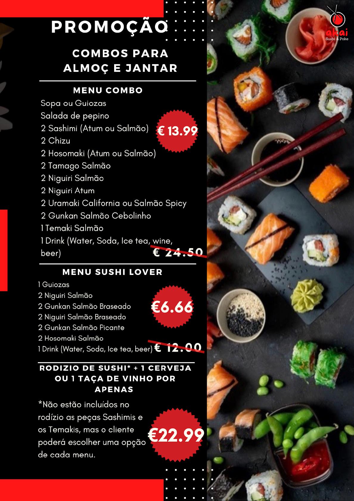 Menu em Akai Sushi & Poke restaurante, Lisboa