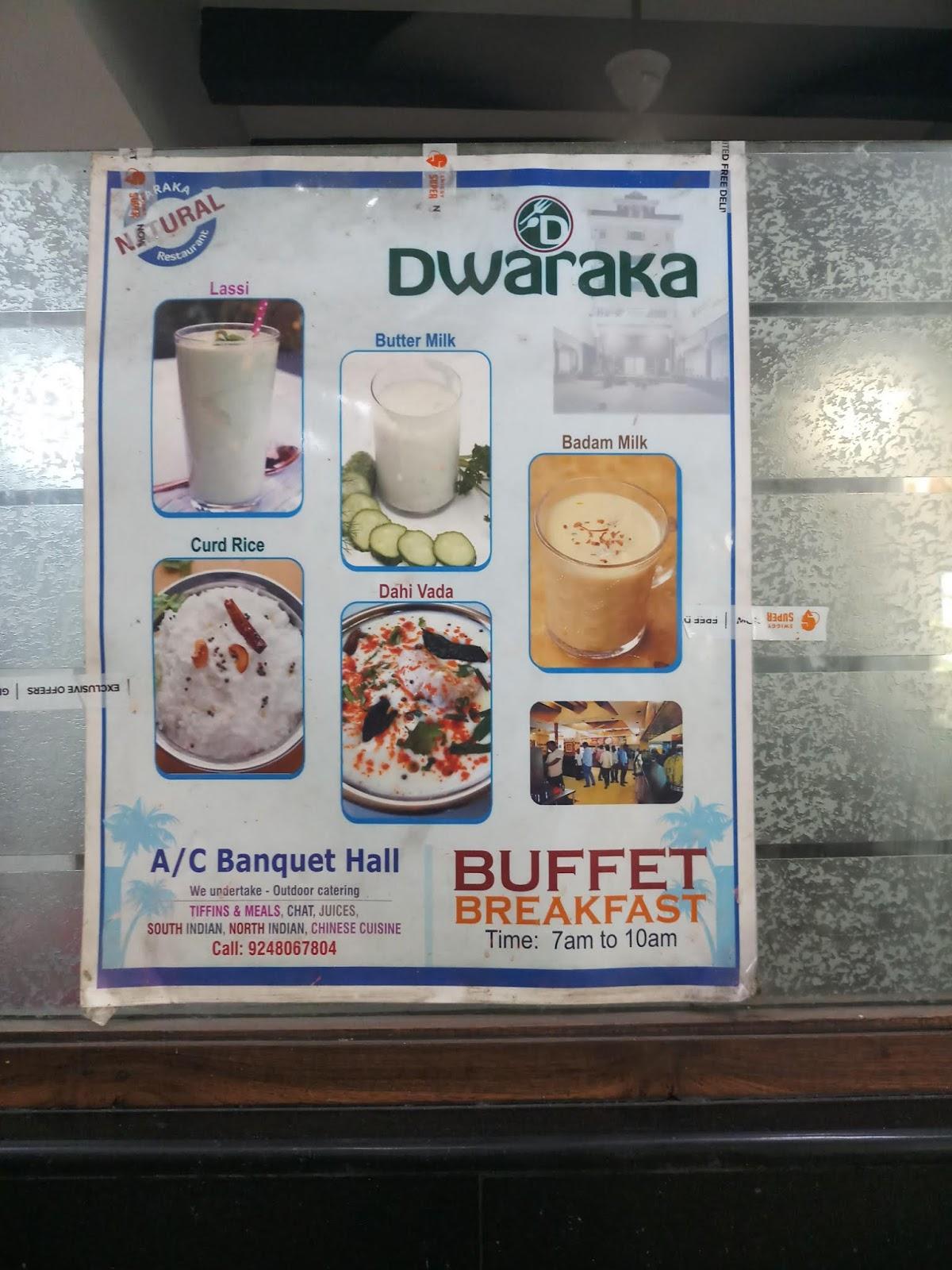 Menu at Dwaraka A/c Veg. Restaurant & Tiffins - Hotel Rukmini Reviera ...