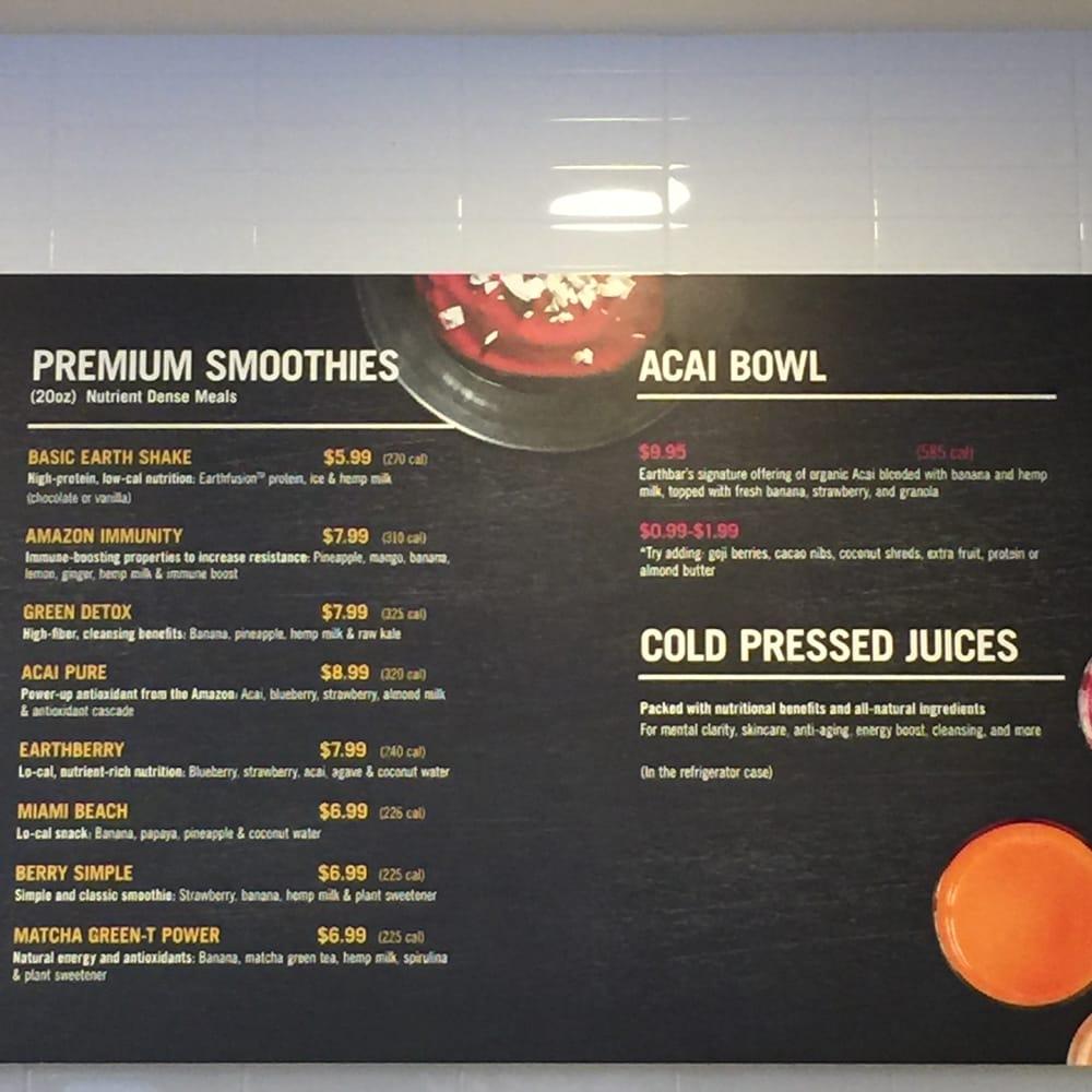 Menu at Earthbar, San Francisco, -A Union St