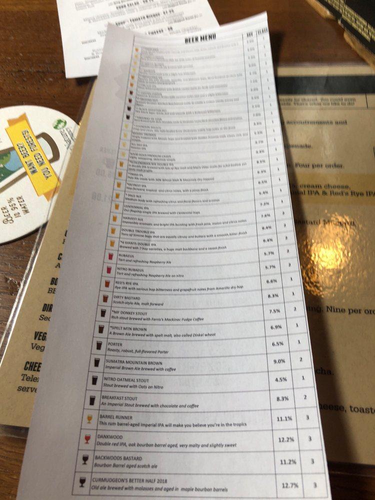 Menu at Founders Brewing Co. Detroit pub & bar, Detroit