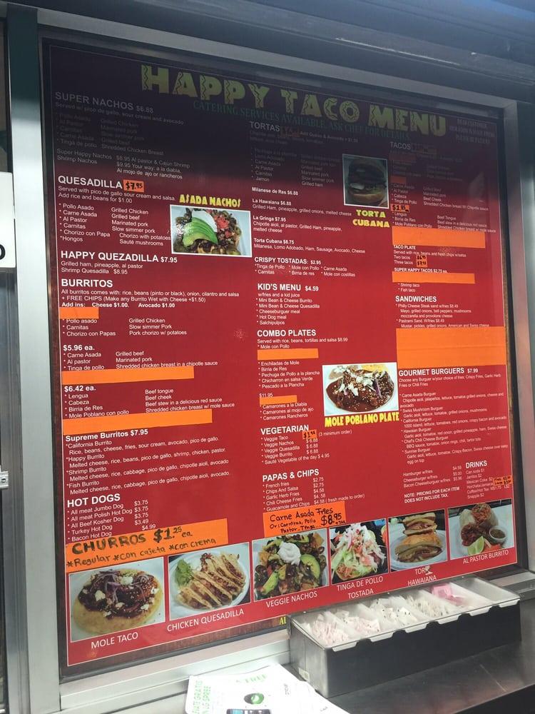 Carta del restaurante Happy Taco, Los Angeles, Hoover St