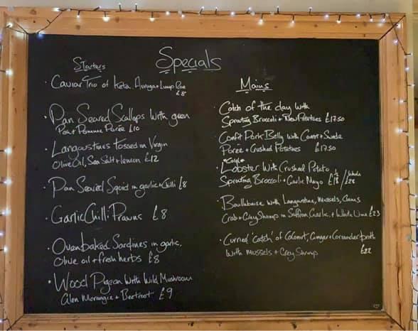 Menu at JASPERS BISTRO restaurant, Amble