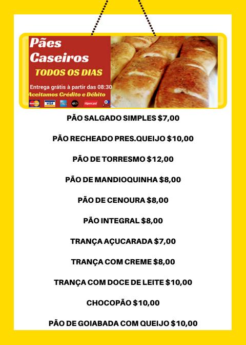 Menu em Pão Delicia, Bragança Paulista