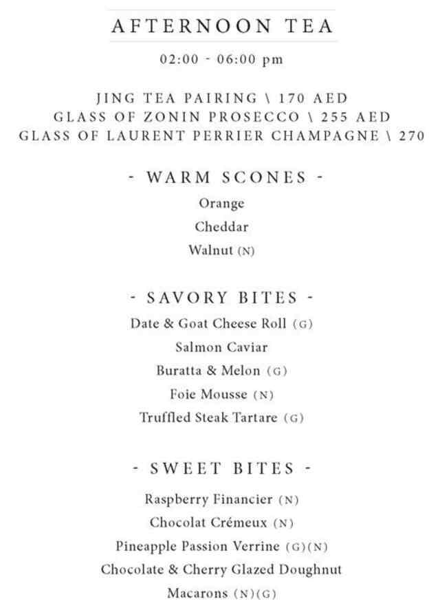 Menu at Penrose Lounge cafe, Dubai