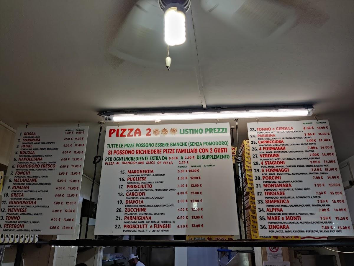 Menu at Pizza 2000 pizzeria, Venice