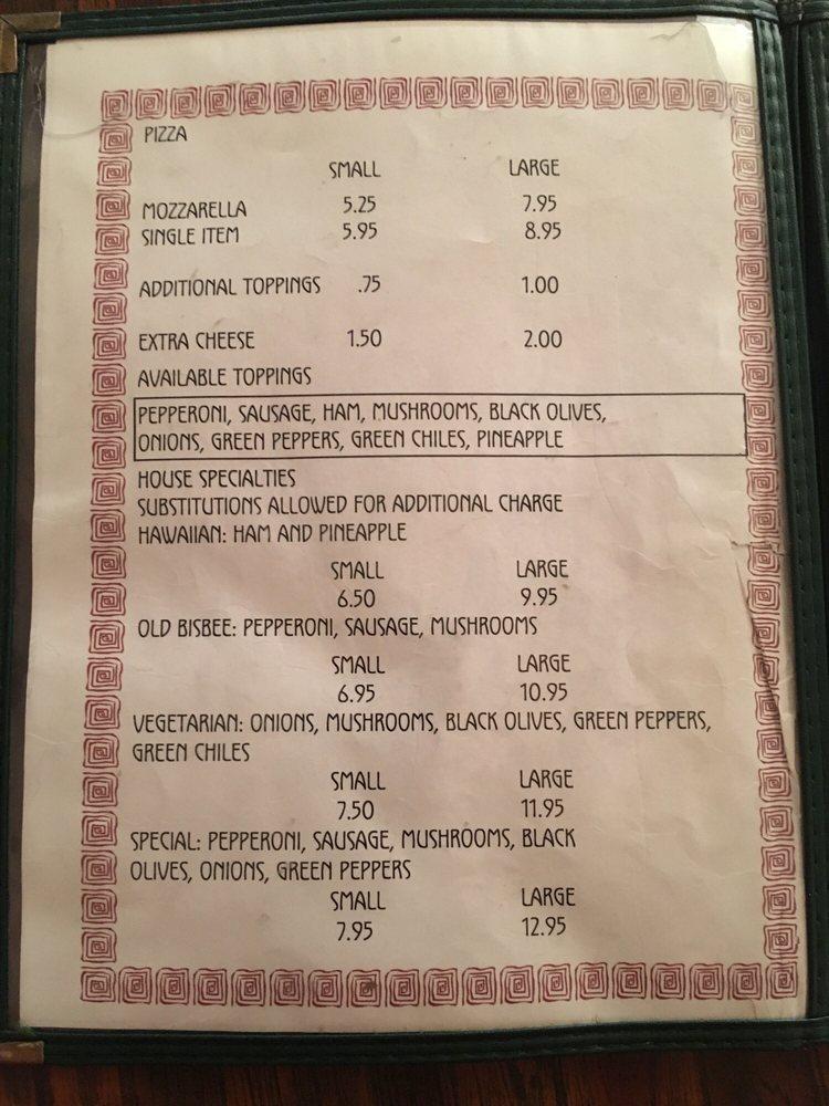 Menu at Pizzarama pizzeria, Bisbee, S Naco Hwy # 121