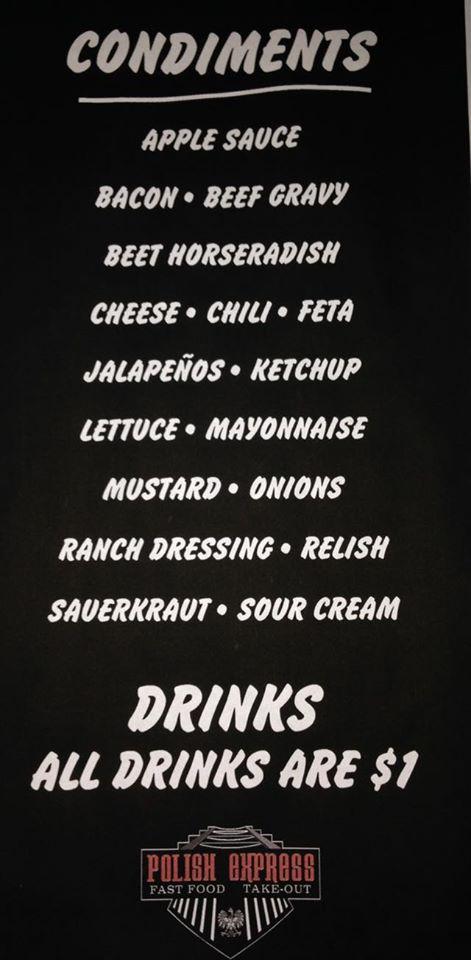 Menu at Polish Express restaurant, Tucson, E Tanque Verde Rd #103