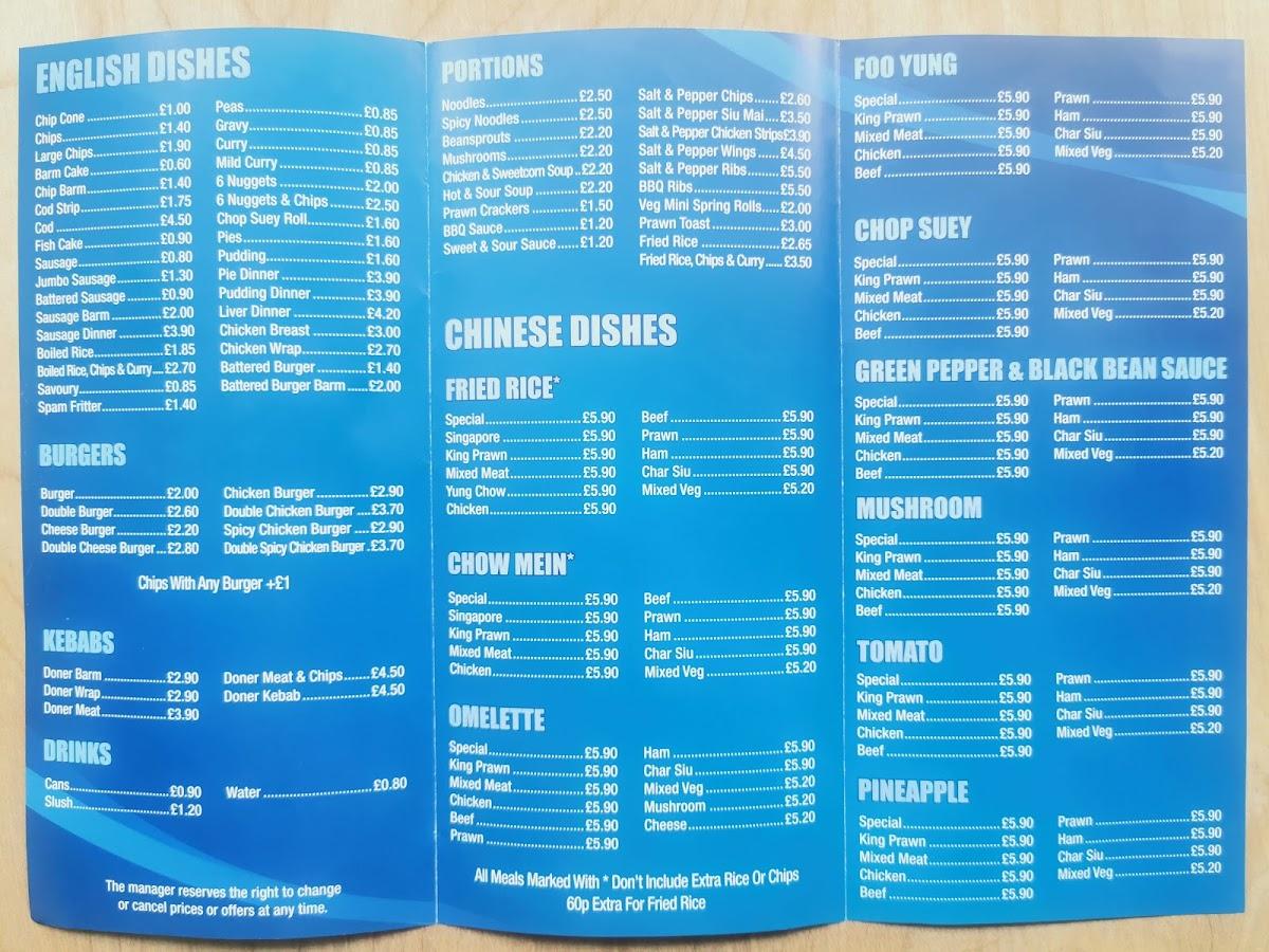 Menu at The Big Chippy fast food, Prescot