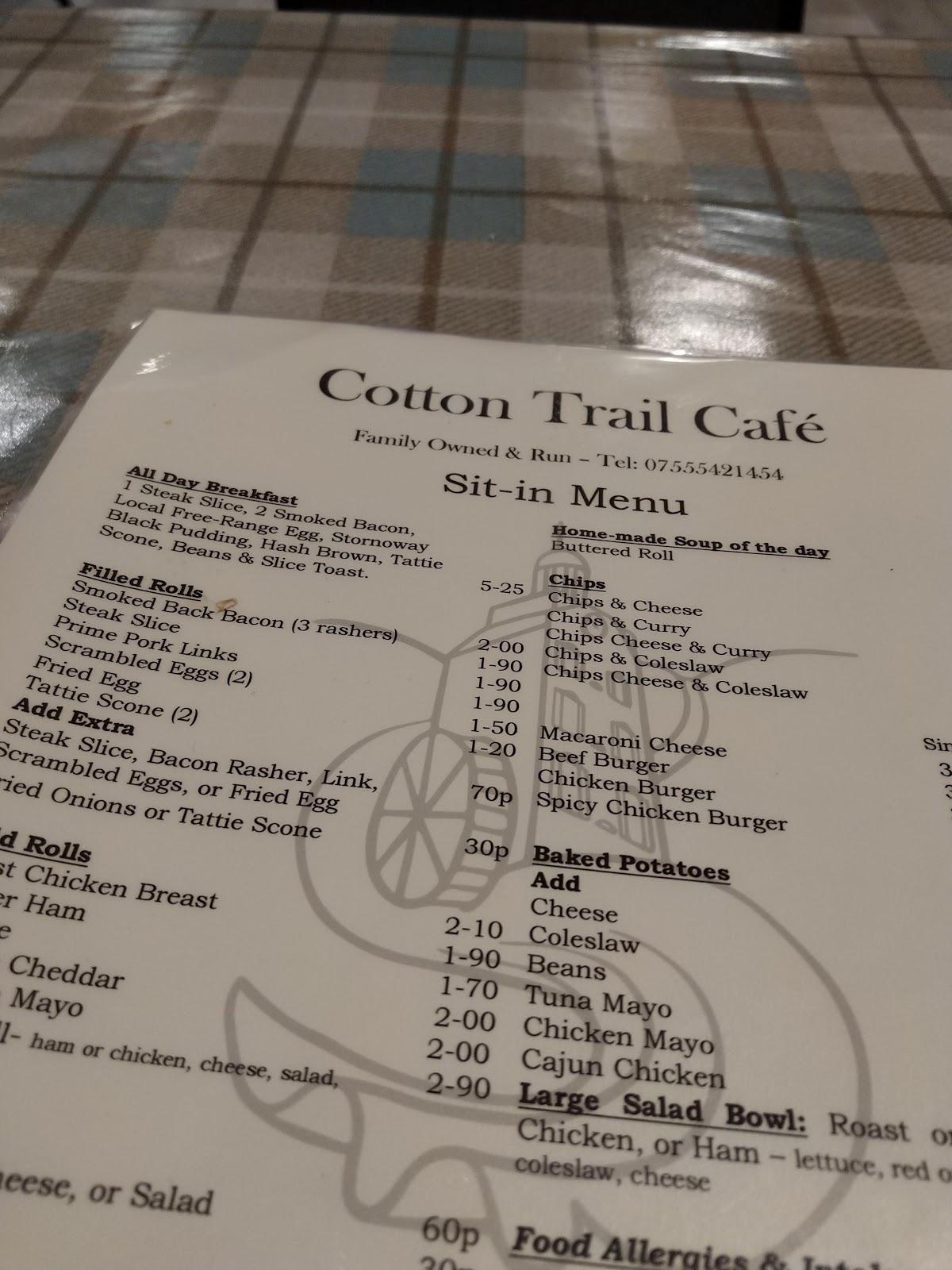 Menu at The Cotton Trail Cafe, Catrine