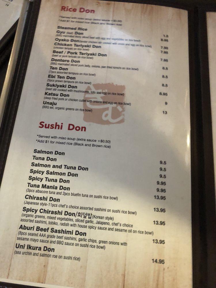 Menu at Kimu Japanese Cuisine restaurant, Vancouver