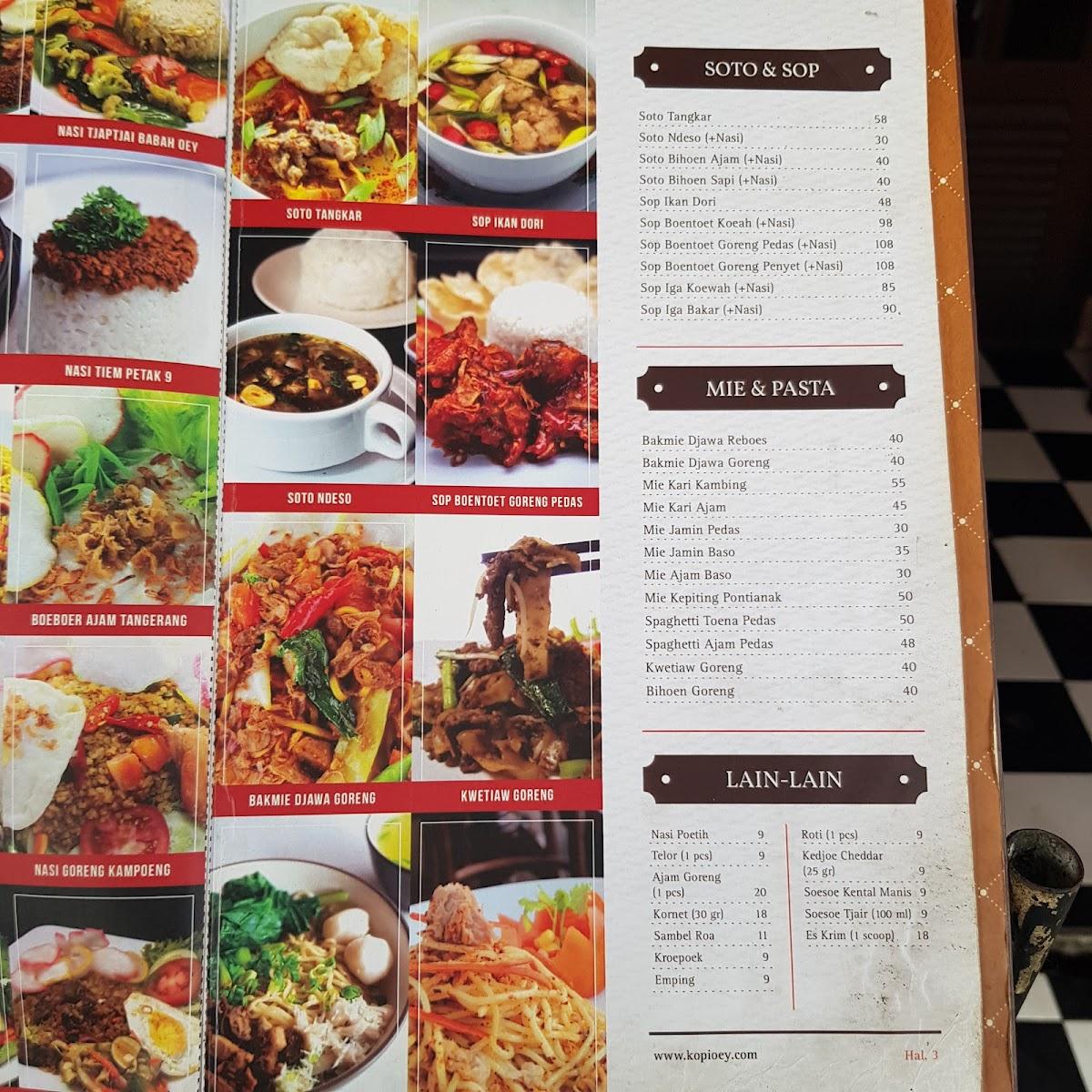 Menu at Kopi Oey cafe, Jakarta, Jl. H. Agus Salim No.20 2