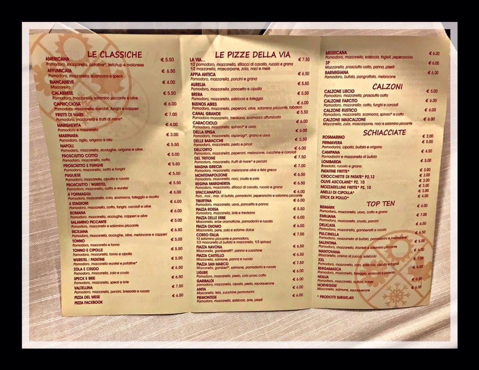 Menu at Pizzeria La Via Della Pizza, Trezzo sull'Adda