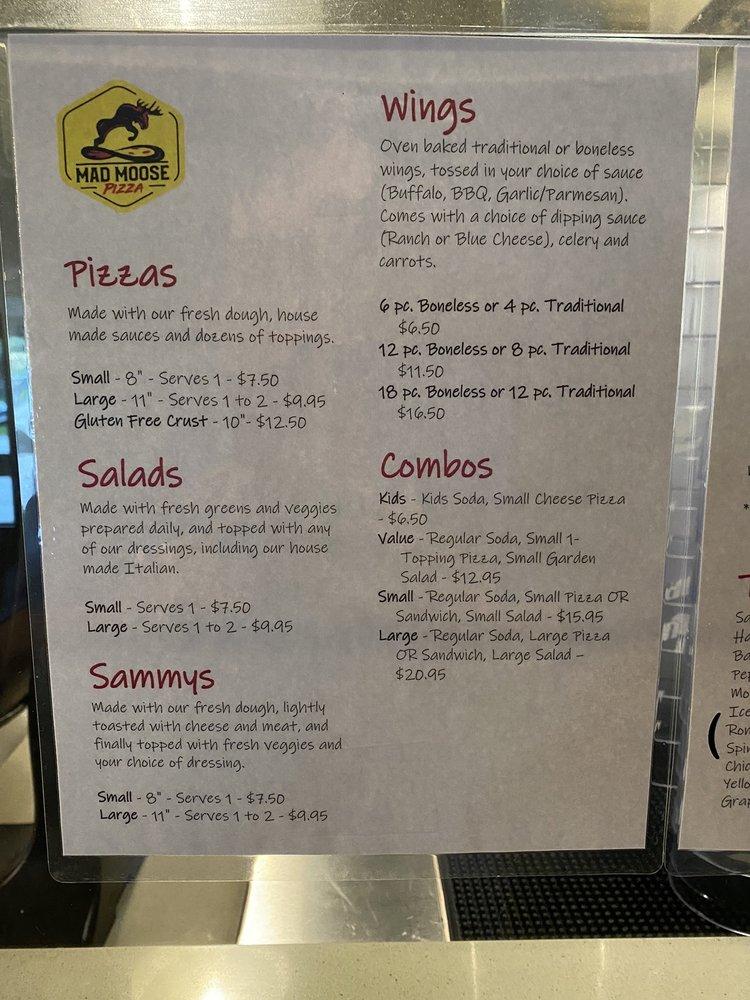 Menu at Mad Moose Pizza pizzeria, Saint Anthony