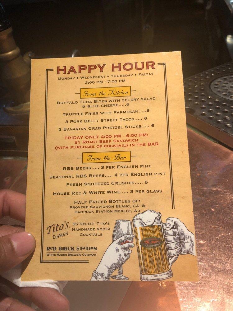 Menu at Red Brick Station pub & bar, White Marsh, Honeygo Blvd