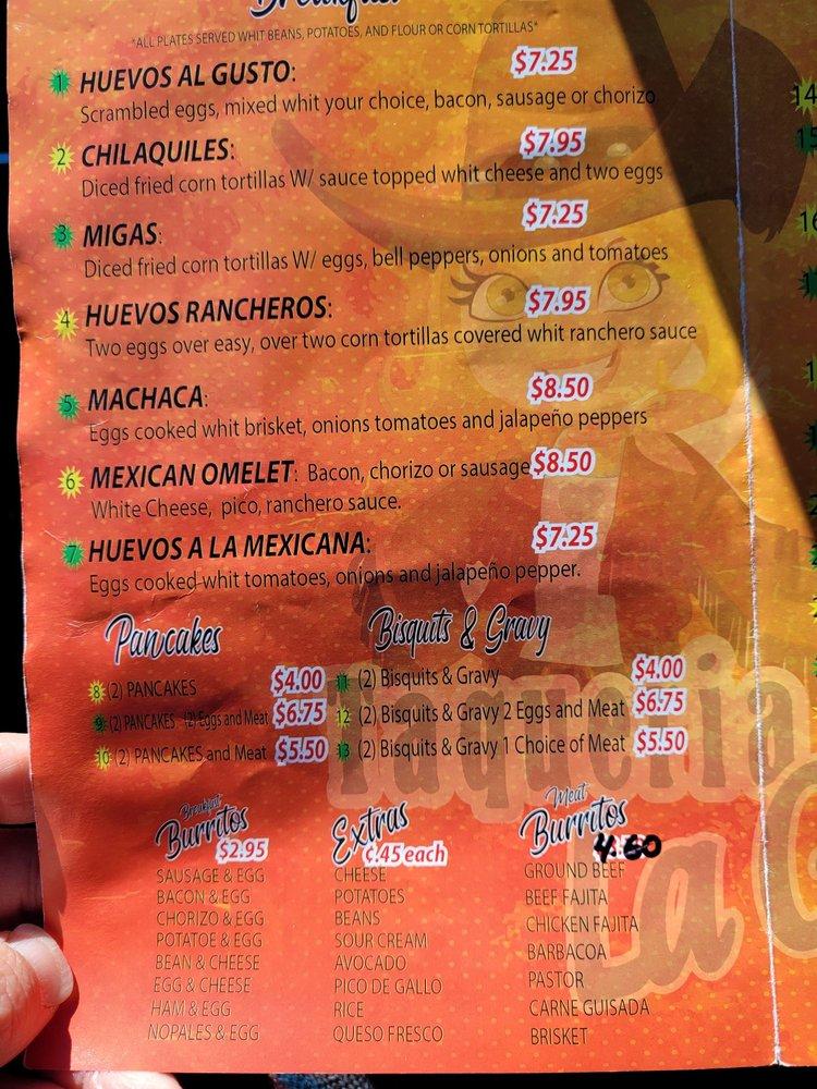 Menu at Tacote fast food, Joshua, Hwy 174 / 107 S Broadway St