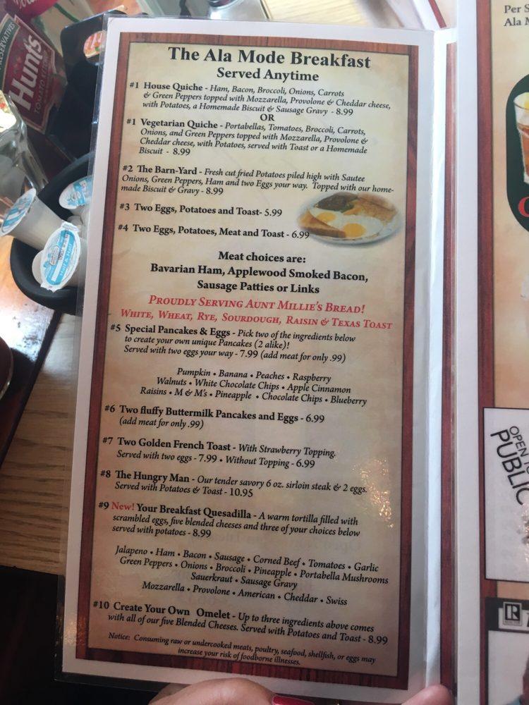 Menu at Alamode Cafe, Big Rapids