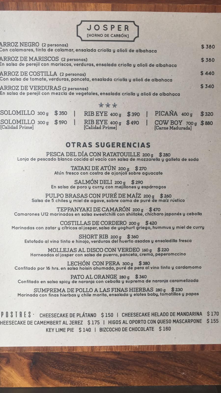 Carta de Atrio Restaurant & lounge, San Miguel de Allende