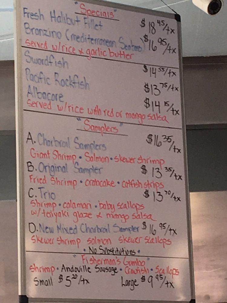 Menu at Fisherman's Outlet restaurant, Los Angeles