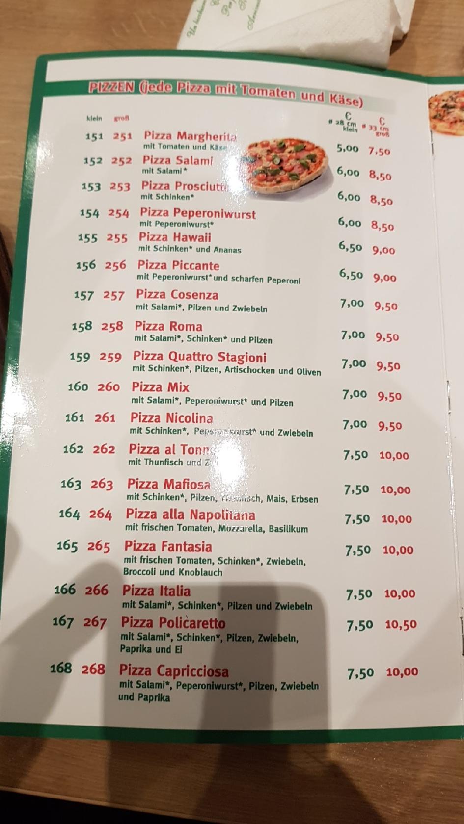 Speisekarte von Prego´s Pizza, Friedberg (Hessen)