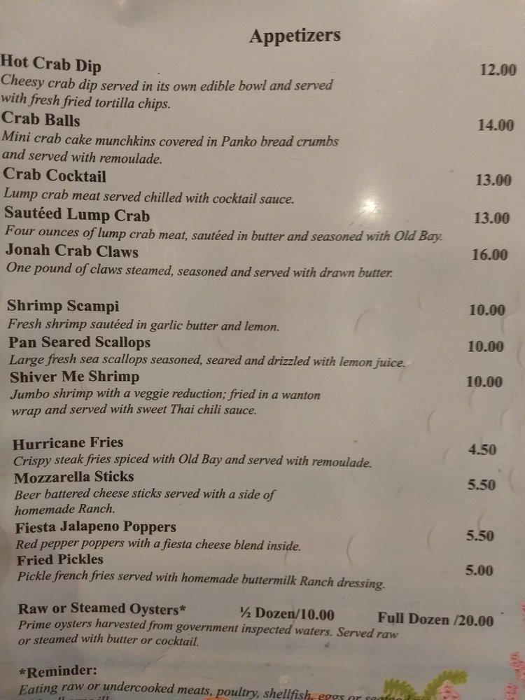 Menu at Shiver Me Pinchers restaurant, Myrtle Beach, 408-468 9th Ave S