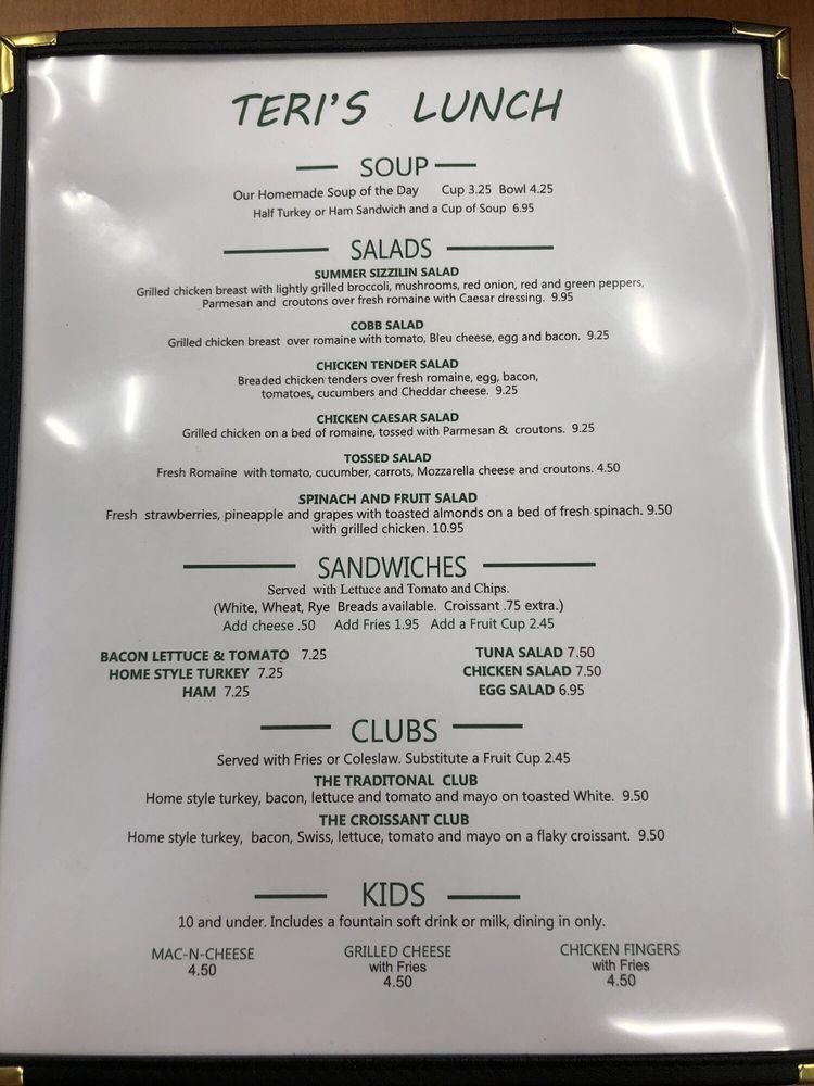Menu at Teri's Diner cafe, Bonita Springs, Imperial Pkwy # 301